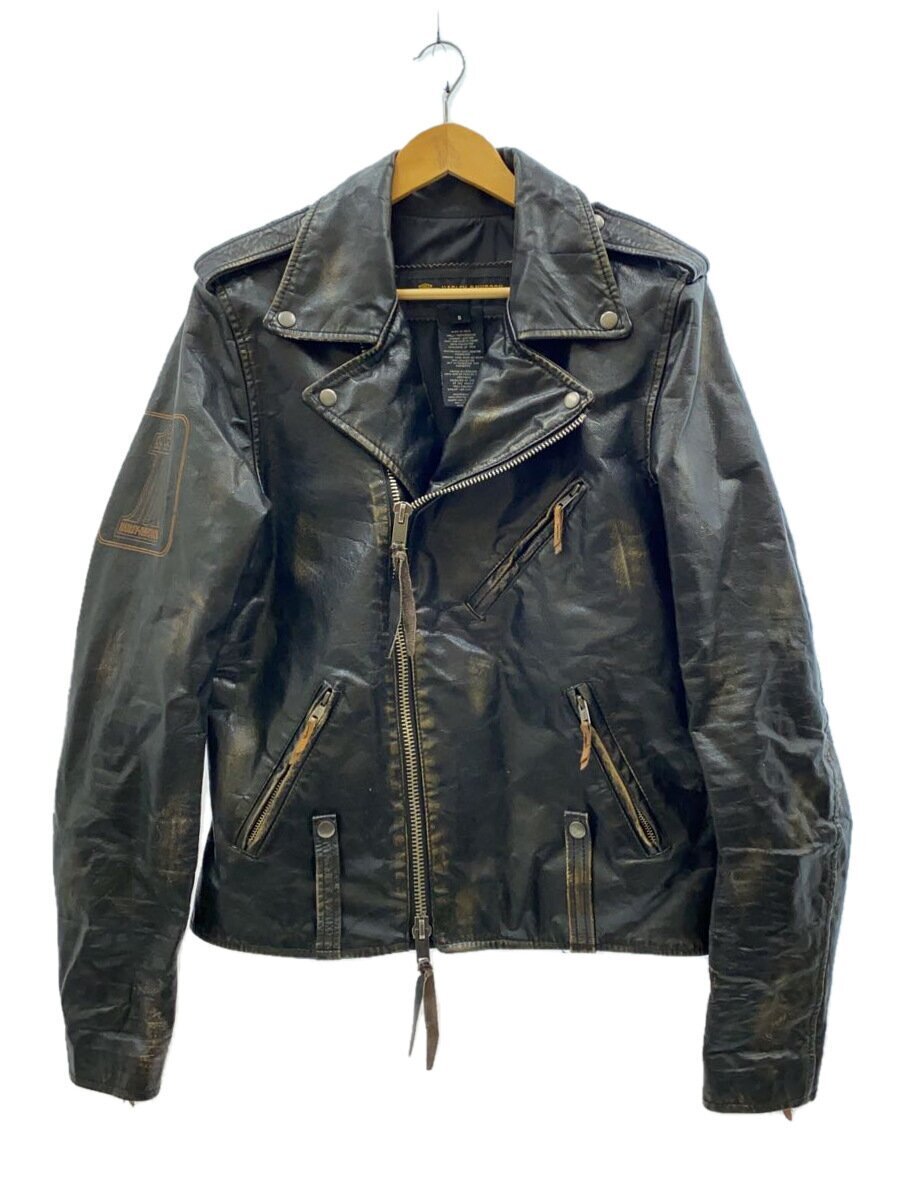 HARLEY DAVIDSON Slim Fit Leather Biker Jacket/S/レザー/BLK/プリント/98003-18VM ...
