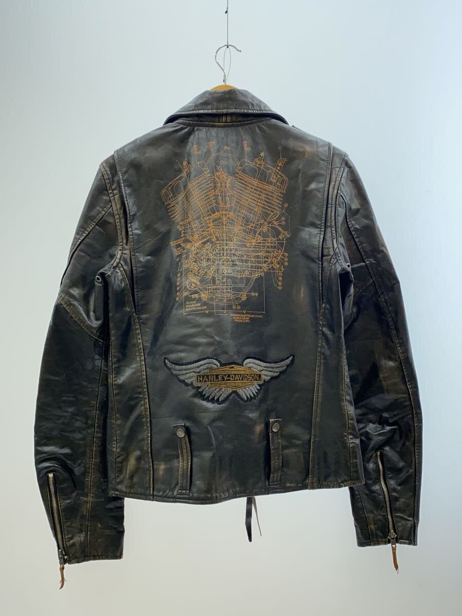 HARLEY DAVIDSON Slim Fit Leather Biker Jacket/S/レザー/BLK/プリント/98003-18VM ...