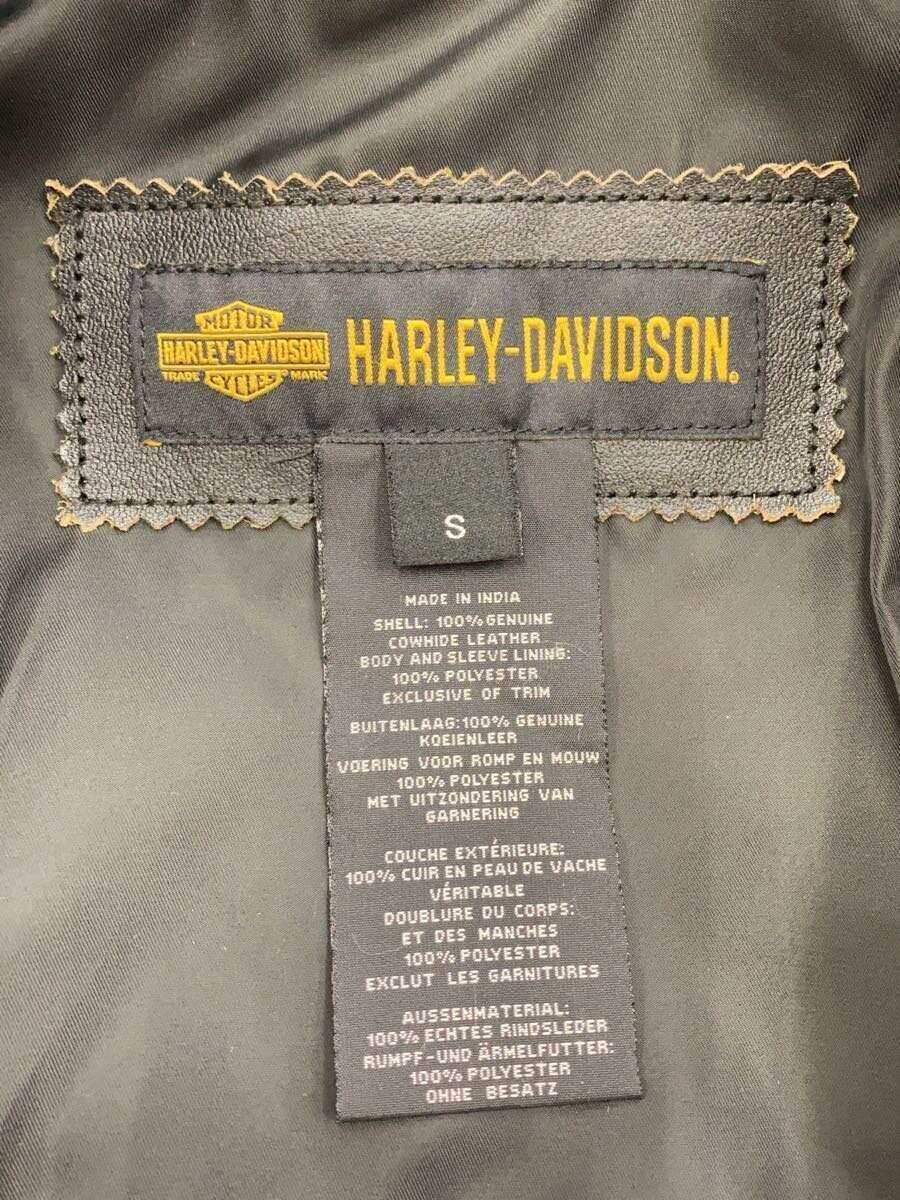 HARLEY DAVIDSON Slim Fit Leather Biker Jacket/S/レザー/BLK/プリント/98003-18VM ...