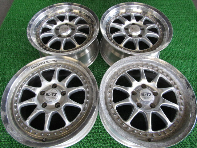 D4777 BLITZ type-01 17インチ F 8J+45 R 8J+32 114.3-5H 前後オフセット違い 4本セット ジャンク ...