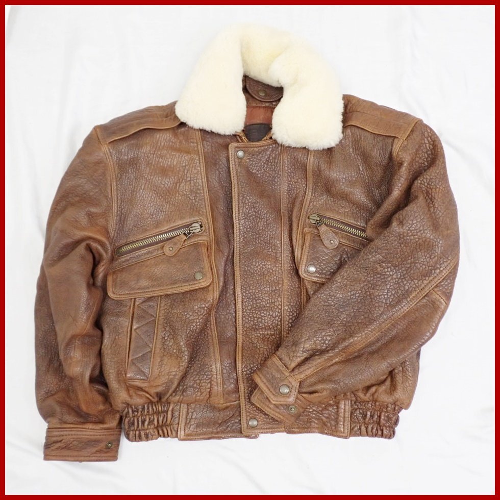 Wind Armor/ウインドアーマー ボア襟付き ボンバージャケット メンズL/ブラウン/羊革/中綿入り/革ジャン&0976500024(Lサイズ)｜売買されたオークション情報、yahooの ...