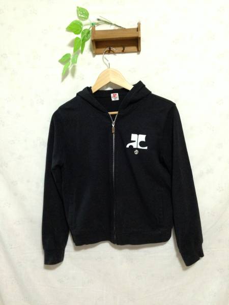 courreges ジップアップパーカー/黒 ロゴ カジュアル 38 J84(パーカ)｜売買されたオークション情報、yahooの商品情報を ...