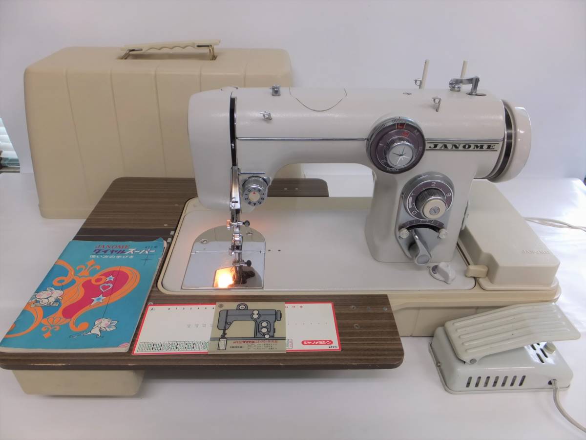 名機 ジャノメ JANOME MODEL 672 型 ミシン カム付 補助テーブル付 箱あり 手芸 ハンドクラフト レトロ 家電 M0503 ...