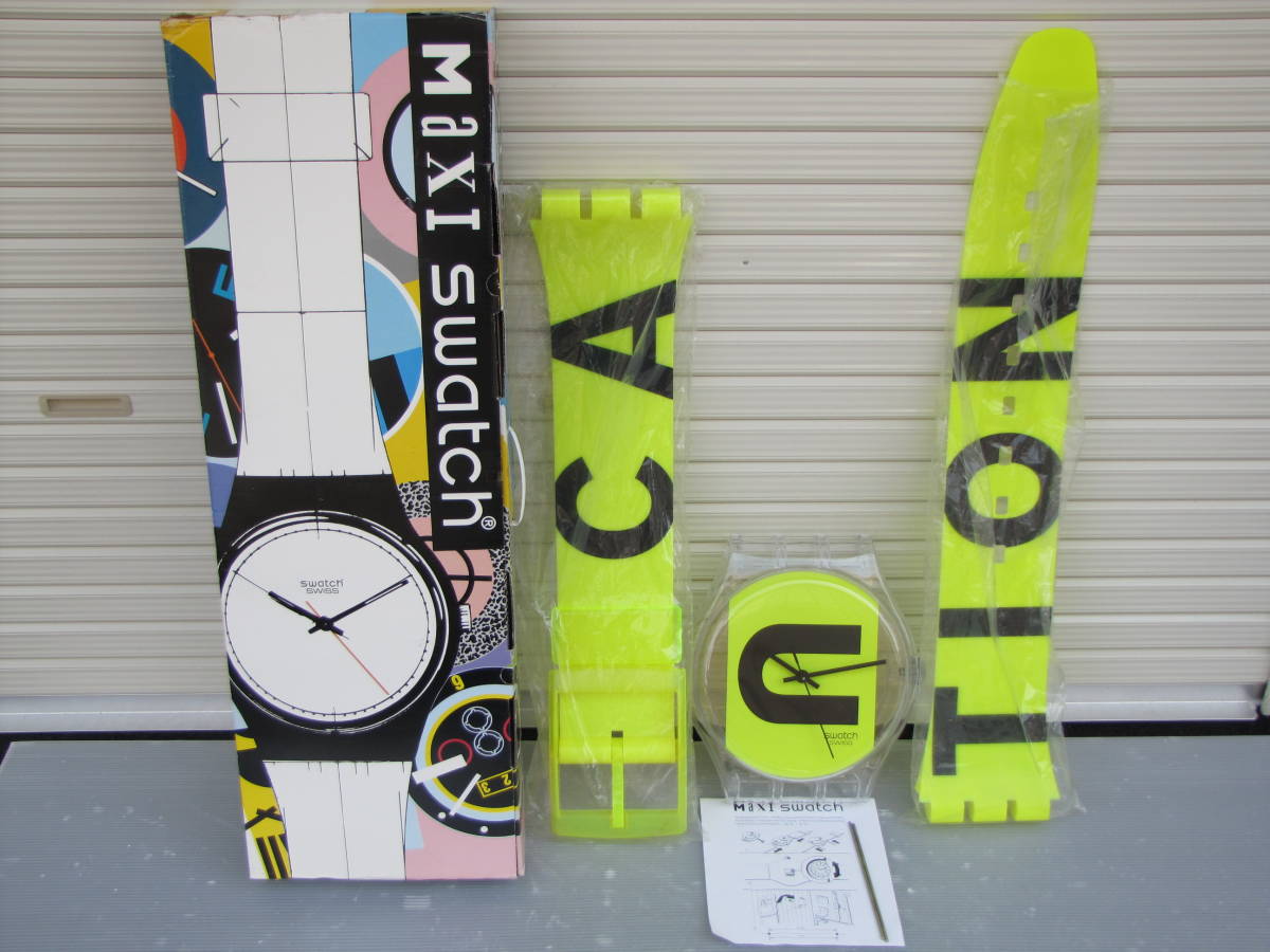 品 SWATCH スウォッチ/MAXI swatch マキシスウォッチ/CAUTION/GK 224/特大掛け時計/腕時計型/A170(その他 ...