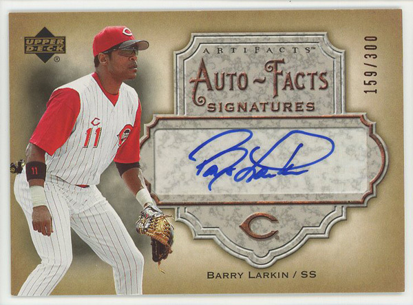 Barry Larkin 2006 UpperDeck Artifacts Auto-Facts Signatures 直筆サインカード ...