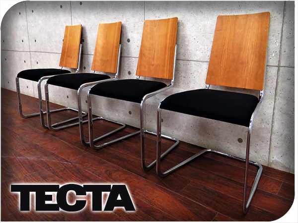 展示品 TECTA/テクタ ドイツ ACTUS/アクタス B17 バウハウス/チェリー材/カンティレバー/ダイニングチェア/4脚セット/28万/mmm5336y(ダイニングチェア)｜売買された ...