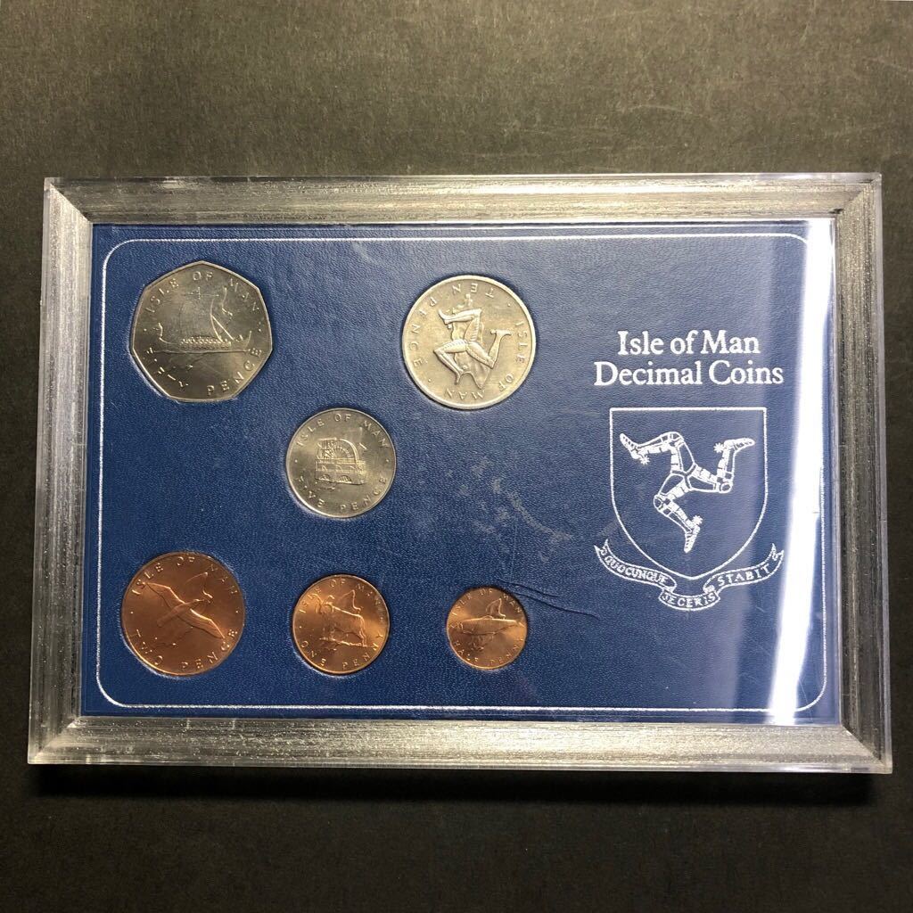 記念 コイン イギリス領 マン島 ISLE of Man Decimal Coins 6枚セット エリザベス2世 1976年 ケース付 古銭 ...