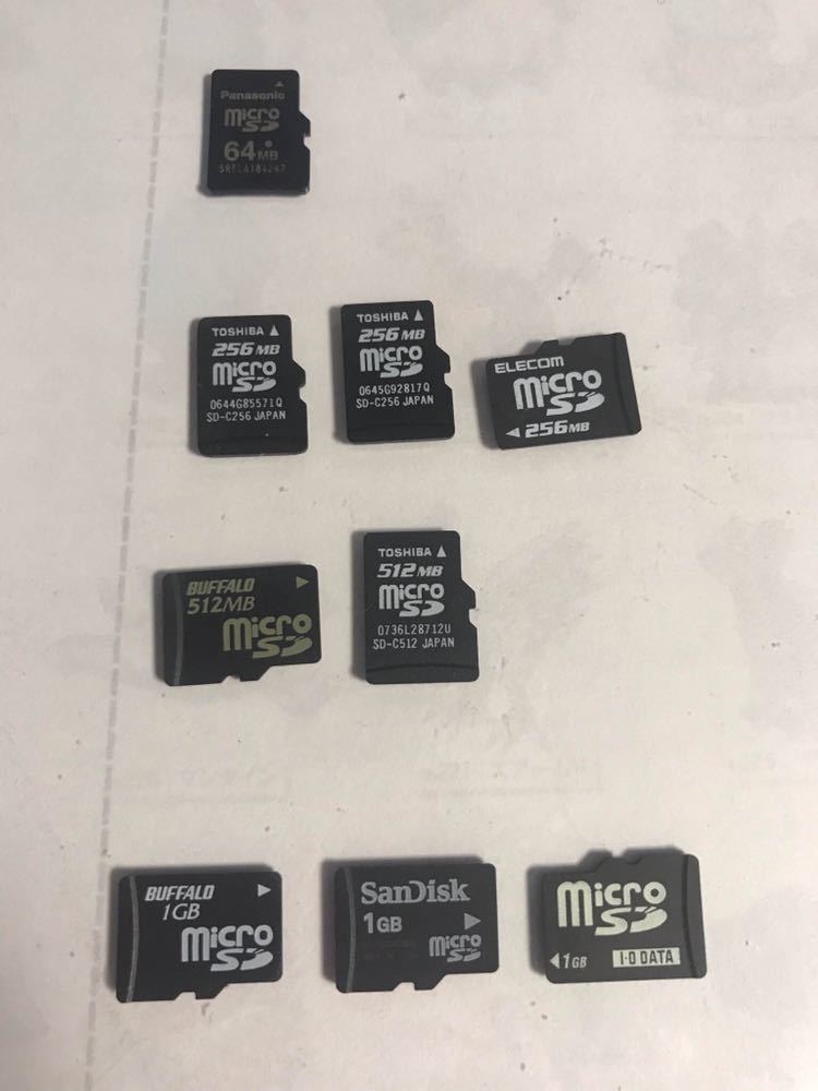 み 東芝 Elecom Panasonic I O DATA Buffalo micro SD カード 1GB 512MB 256MB 64MB(1GB)｜売買されたオークション情報 ...
