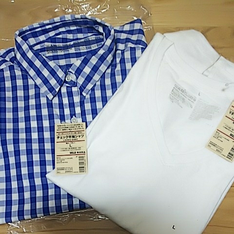 無印 チェック半袖シャツL VネックTシャツLオーガニックコットン 定価2990 990円(半袖Tシャツ)｜売買されたオークション情報、yahooの商品情報をアーカイブ公開 - オークファン ...