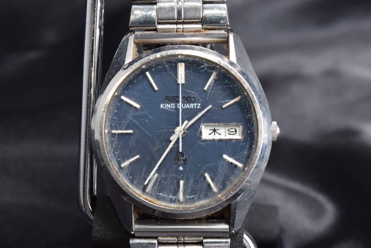 SEIKO セイコー KING キング QUARTZ クォーツ 4823-8000-G デイデイト 青 ネイビー 文字盤 腕時計(セイコー ...