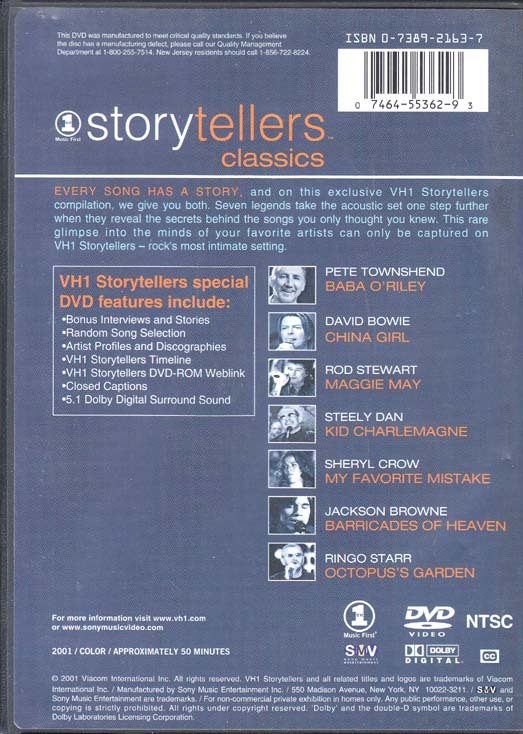 Storytellers Classics DVD David Bowie/Rod Stewart/Pete Townshed/Jackson ...