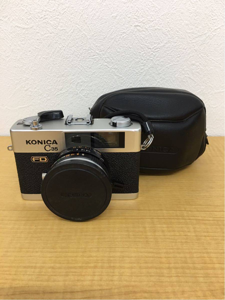 K1179 KONICA/コニカ C35 FD HEXANON 38㎜ F1.8 フィルムカメラ ケース ストラップ フィルター付 1円 ...