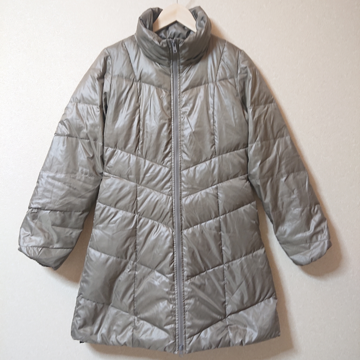 C299 Ray BEAMS レイ ビームス サイズS ダウン コート ブラウン系 レディース ジップアップ シンプル キルティング 無地 ...