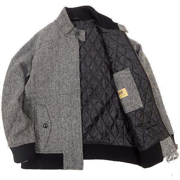 BARON VIENTO Harris Tweed ハリスツイード 19FW 定8.6万 日本製 ヘリンボーン スイングトップ ジャケット ブルゾン M 灰 144 BARON004(Mサイズ ...