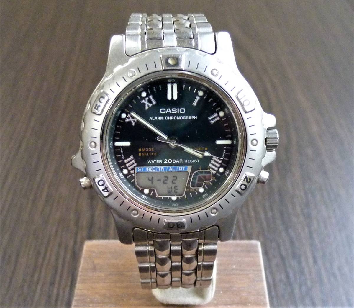 1円 3503 CASIO カシオ AD-740 アラーム クロノグラフ アナデジ 3針 ローマ数字 稼働品(カシオ)｜売買されたオークション ...