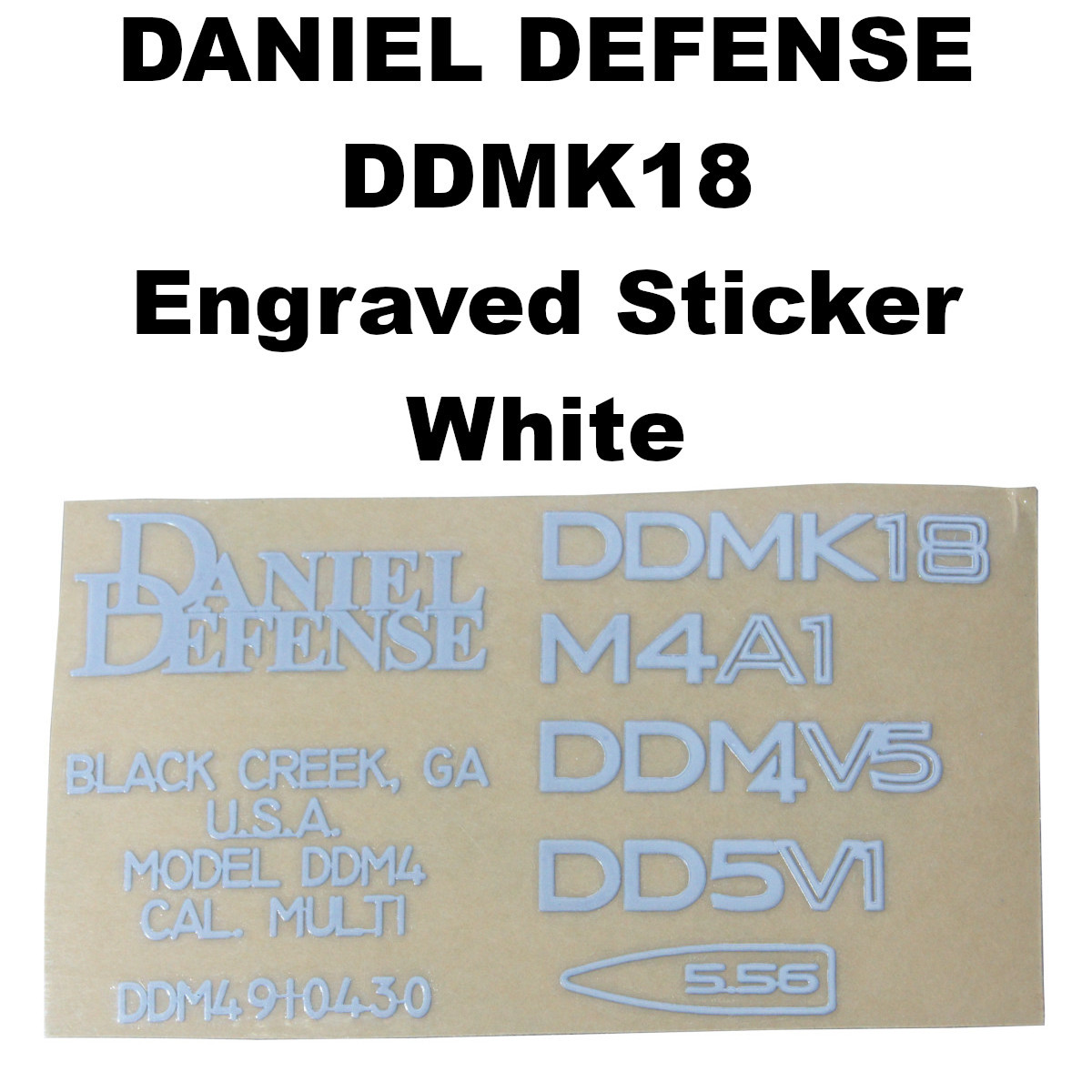 DANIEL DEFENSE DDMK18 刻印ステッカー ホワイト 1227 ダニエルディフェンス DD エングレーブ エアガン 電動ガン ...