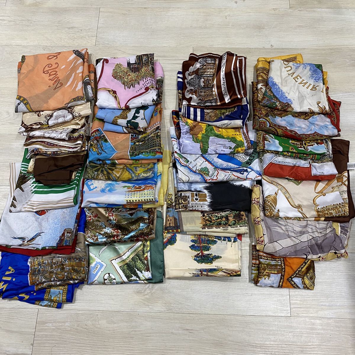 vintage euro souvenir scarf 28枚セット イタリア ドイツ フランス ヨーロッパ古着 お土産スカーフ ビンテージ ...