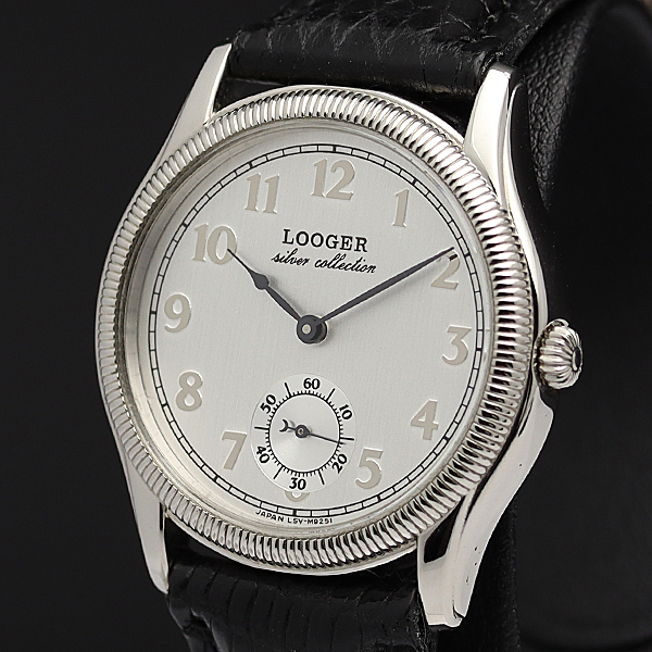 1円 稼働品 LOOGER silver collection SV925 スモセコ LSV-M9251 レザー/黒 QZ メンズ腕時計 ...