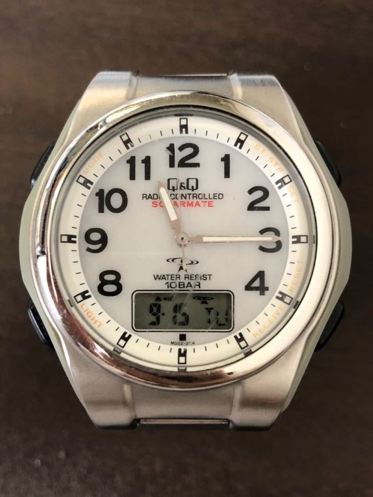 CITIZEN シチズン Q&Q RADIOCONTROLLED 電波時計 SOLAR ソーラー 10気圧 防水 アナデジ メンズ 腕時計 ...
