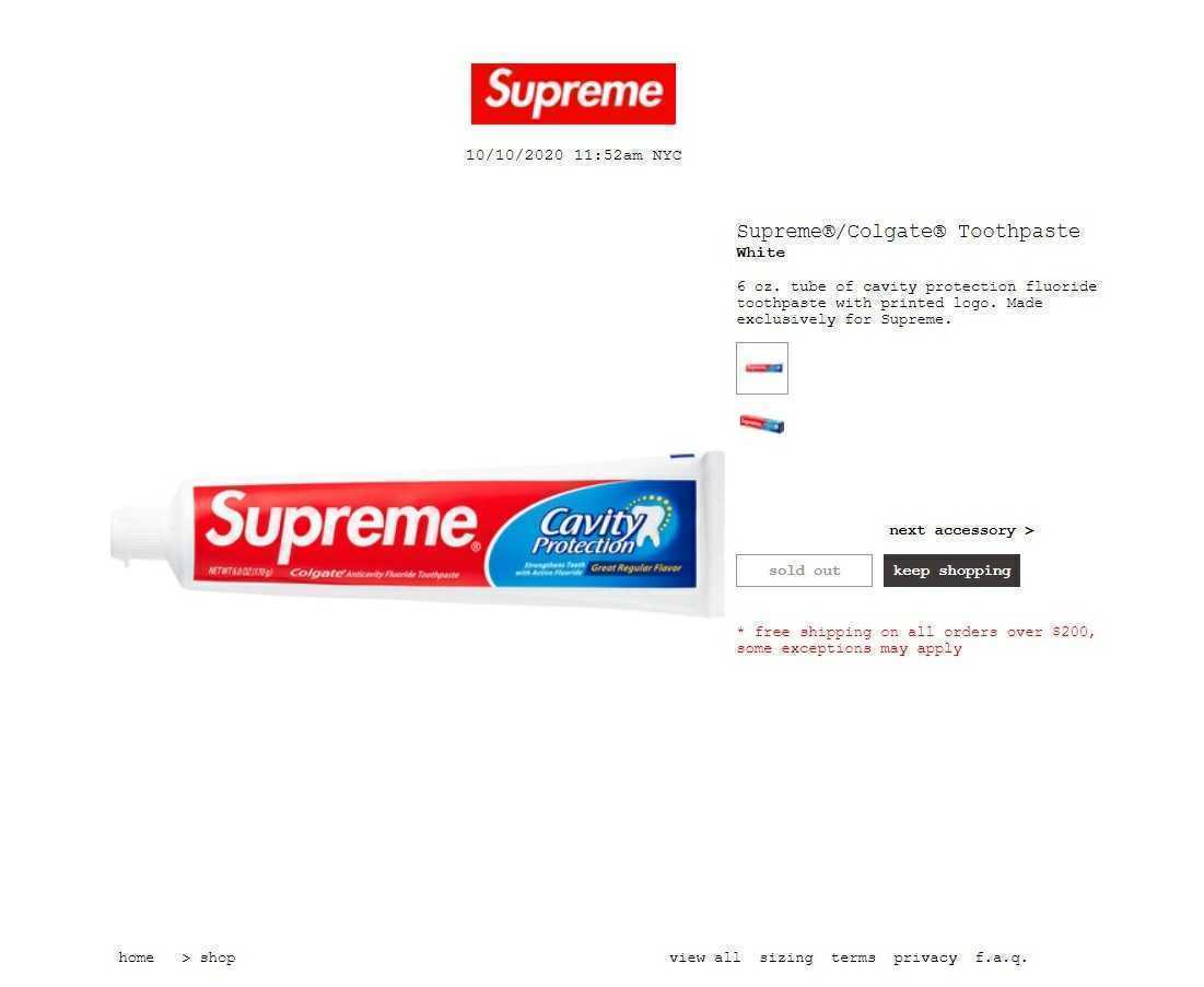 正規品 FW20 Supreme Colgate Toothpaste White シュプリーム コルゲート ホワイト 日本未発売(その他 ...