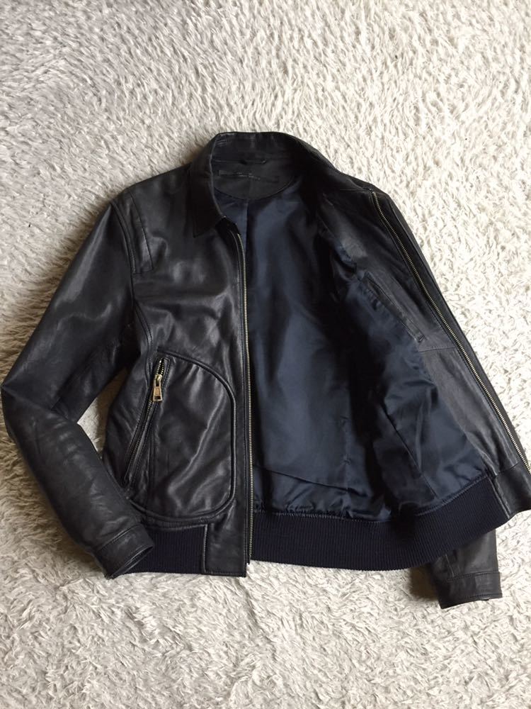 上質なハリ艶 ナノユニバース nano universe 本革 羊 シングルライダース レザージャケット メンズ M秋冬 ダークネイビー トレンドA70(Mサイズ)｜売買されたオークション情報 ...