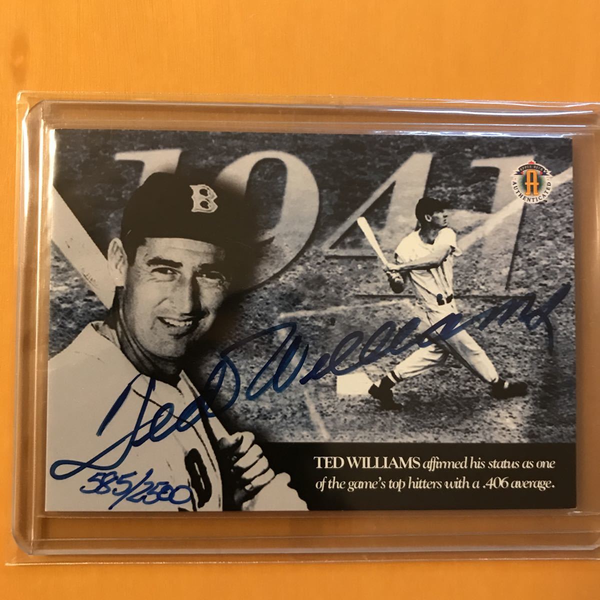 1994 Upper Deck Authenticated Ted Williams signature auto Card MLB 直筆 ...