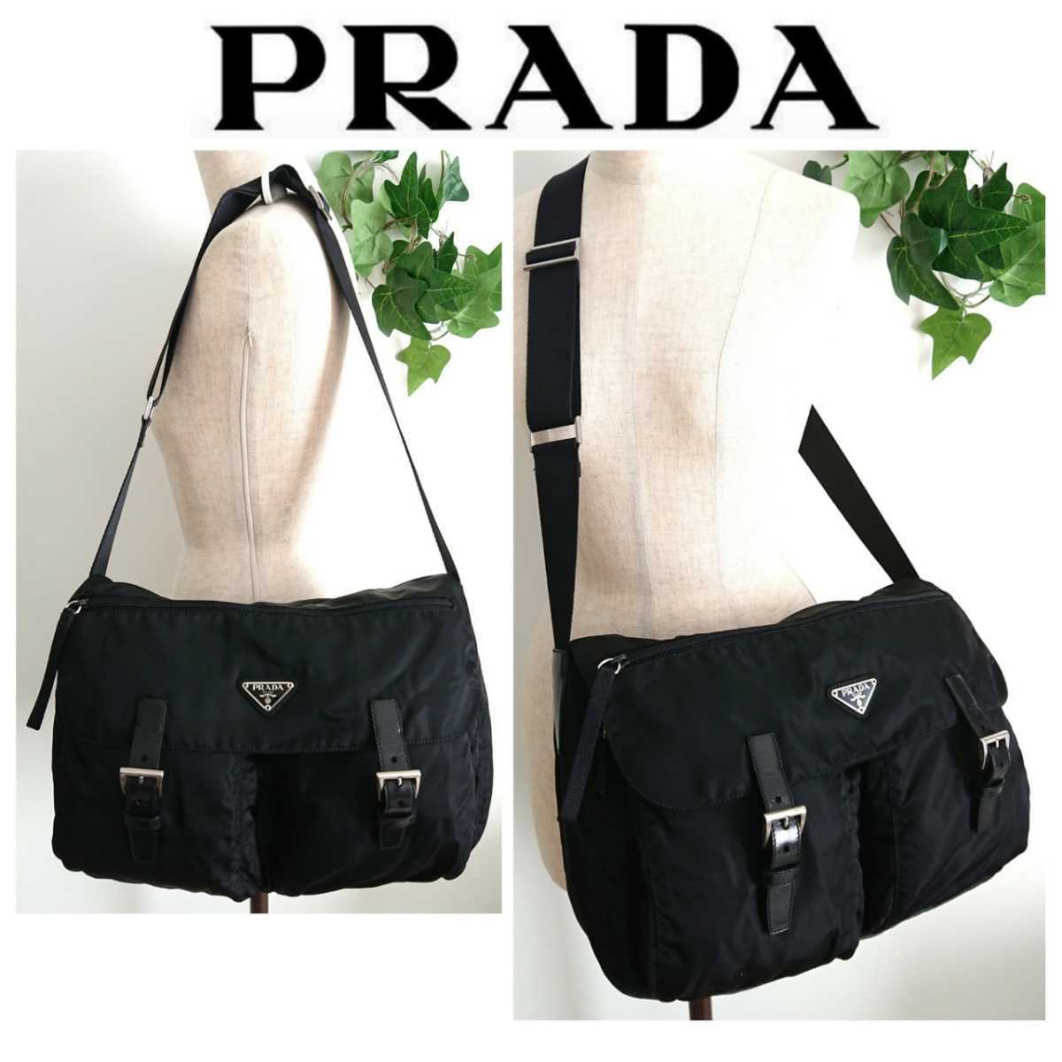 PRADA プラダ 斜め掛け ショルダーバッグ ボディバッグ メッセンジャーバッグ 鞄 ナイロン 黒 ブラック レディース メンズ(ショルダーバッグ)｜売買されたオークション情報、yahooの ...