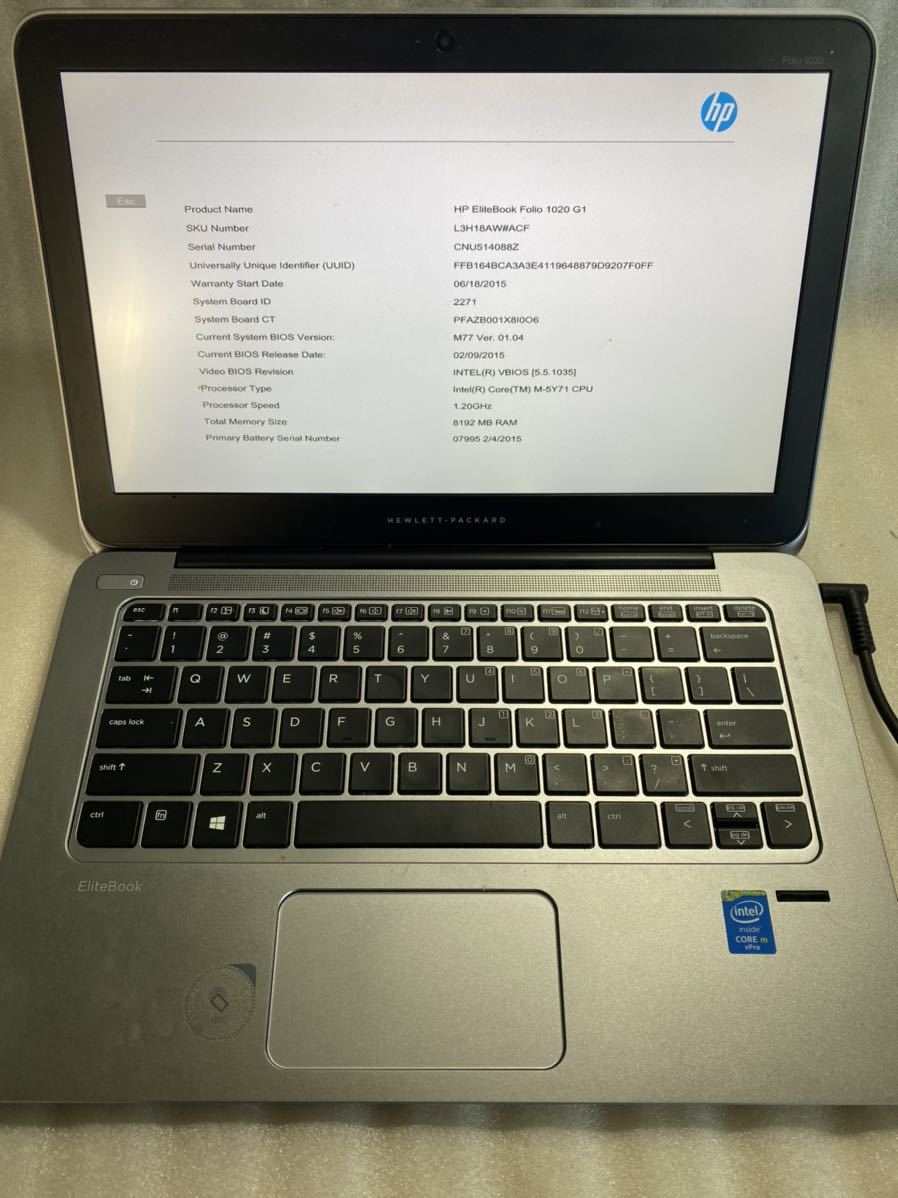 ジャンク HP Elitebook Folio 1020 G1 INTEL CORE M-5Y71 メモリ8GB SSD無し(13インチ未満 ...