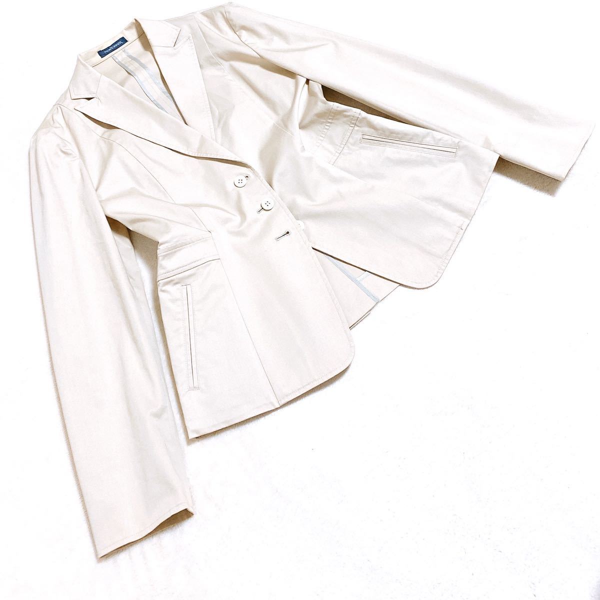 5194 シルク混 NEWYORKER ニューヨーカー 絹 艶感 春夏重宝 アンコン仕様 背抜き テーラード ジャケット レディース ベージュ 13AR(女性用)｜売買されたオークション情報 ...