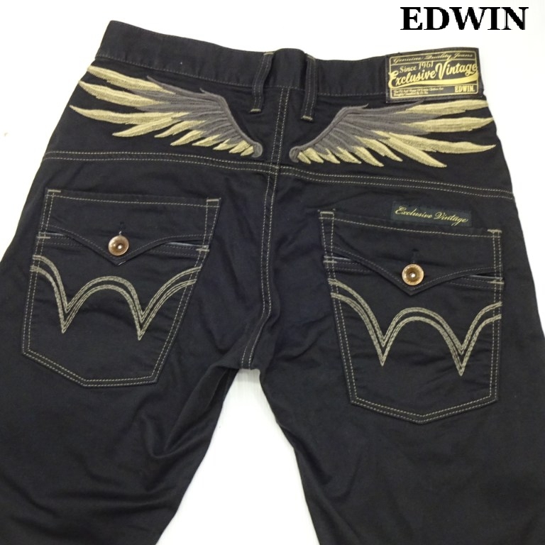 送料無 エドウィン EXS414 ウイングバックデニム W86cm ルーズストレート ストレッチ ブラック Sz.34 EDWIN D661(W32)｜売買されたオークション情報、yahooの ...