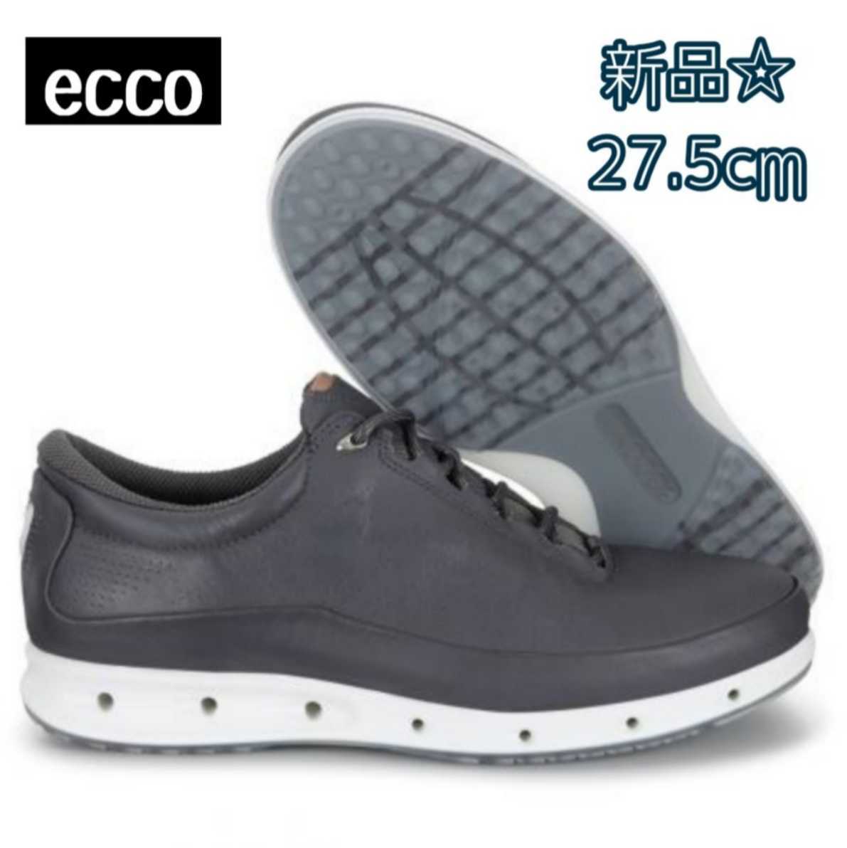 定価3万 防水機能 ECCO COOL Exhale GTX メンズ 本革レザー スニーカー 27.5/44 グレー系 ゴアテックスGORE-TEX 軽量3E幅広ウォーキング27(27.5cm ...
