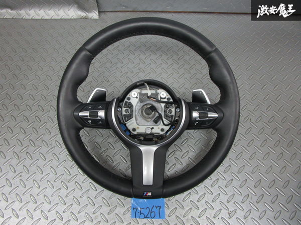 BMW純正 F30 Mスポーツ レザー ステアリング ハンドル ホイール カバー スイッチ パドルシフト付き 61317849393-02 ...