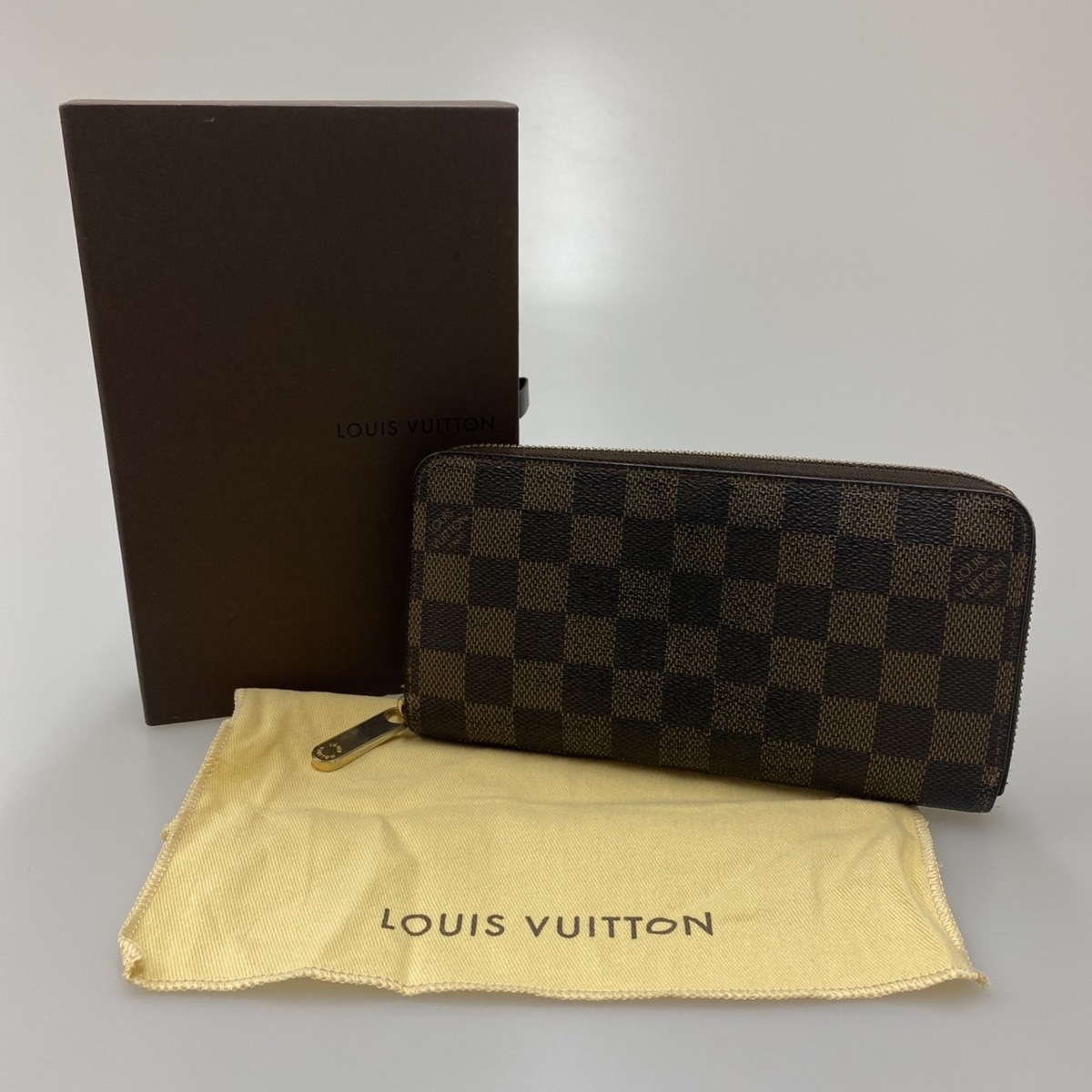 1円スタート ルイ ヴィトン LOUIS VUITTON ジッピーウォレット ダミエ エベヌ 長財布 PVC ブラウン N2552(ダミエ ...
