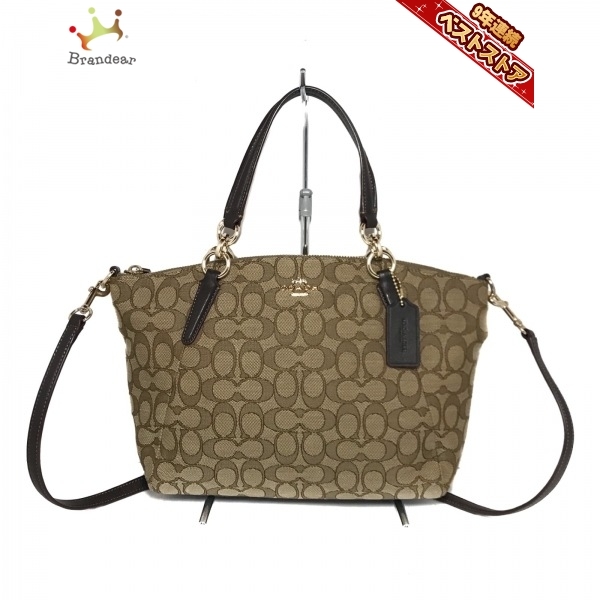 コーチ COACH ハンドバッグ F36625 アウトライン シグネチャー スモール ケルシー サッチェル ジャガード×レザー カーキ×ダーク ...