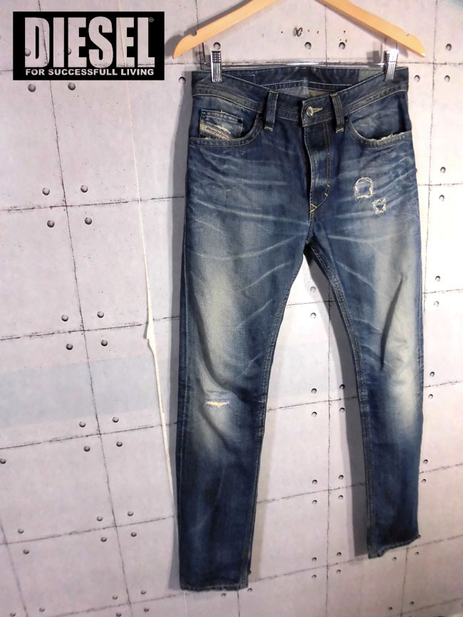 DIESEL/ディーゼル/WASH 008NE THAVAR SLIM-SKINNY スリム スキニーデニムパンツW28/ダメージリペア加工 ジーンズ/メンズ/イタリア製(W28以下)｜売買さ ...