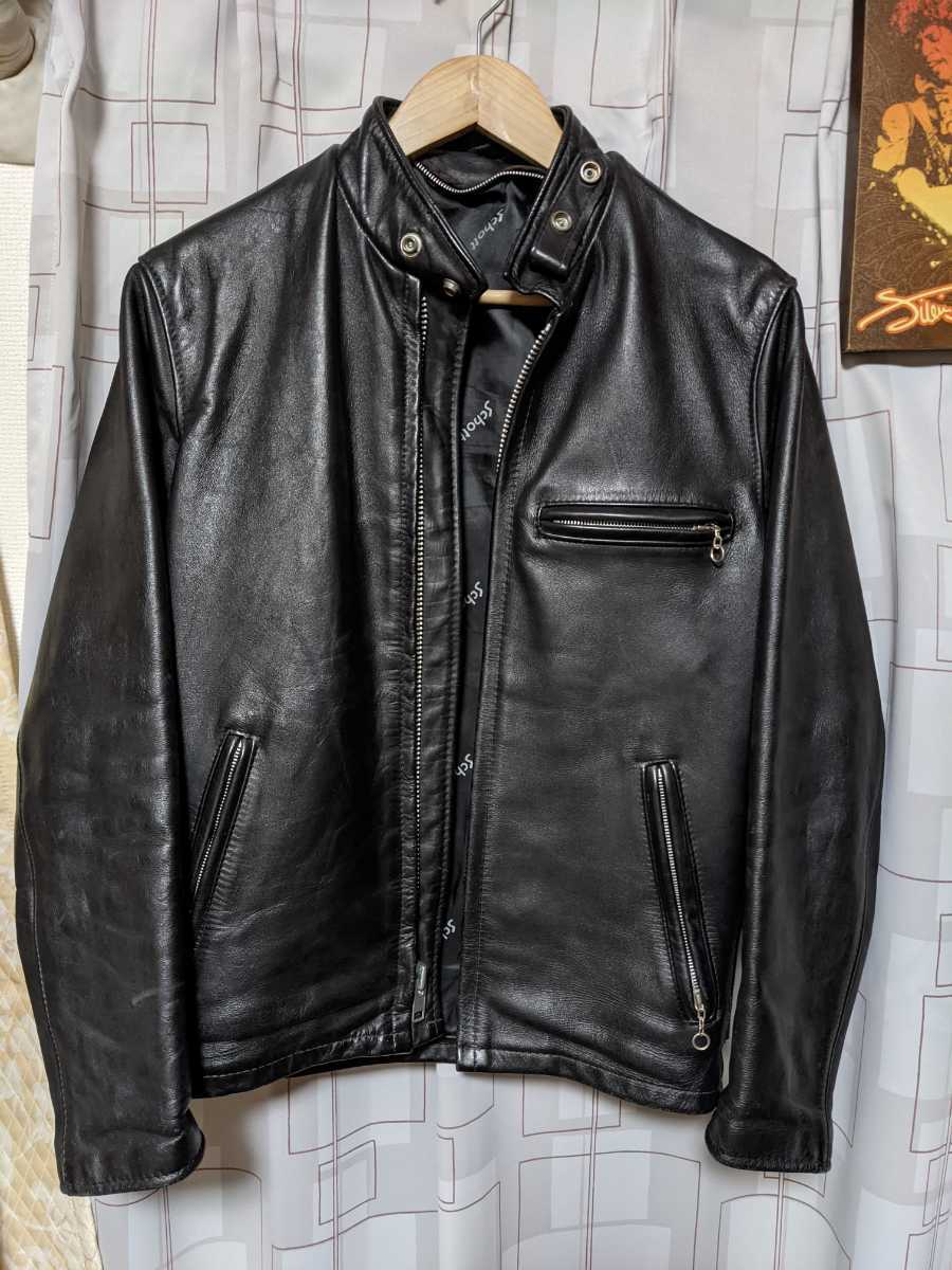 独創的 34 ショット Schott シングルライダースジャケット 黒 ブラック