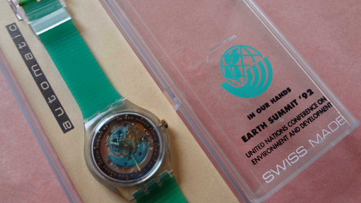 Swatch スウォッチ Earth Summit '92記念バージョン 自動巻 腕時計 動作中 極 保管品 専用ケース付属品付 送料負担 ...