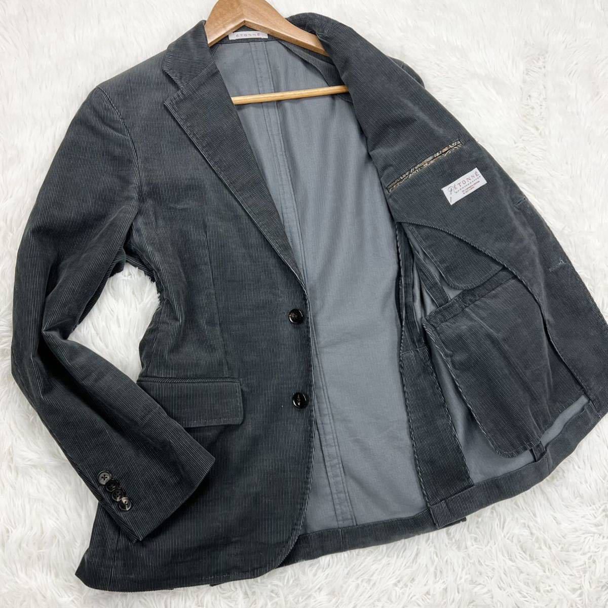 C20 ETONNE 溢れる上品さ レダエリ コーデュロイ テーラードジャケット チャコールグレー 44 S イタリア製生地 エトネ ...