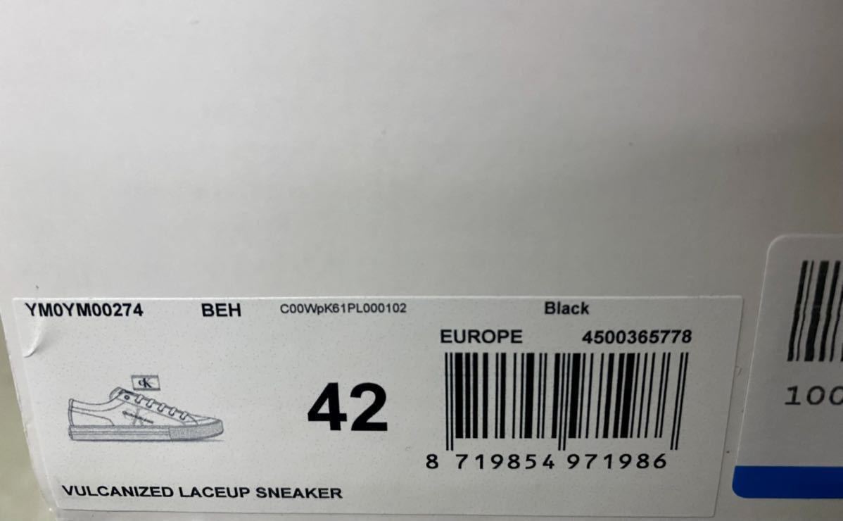 1円〜 箱付 CALVIN KLEIN JEANS カルバンクライン スニーカー VULCANIZED laceup SNEAKER 26.5cm EU42 キャンバス ...