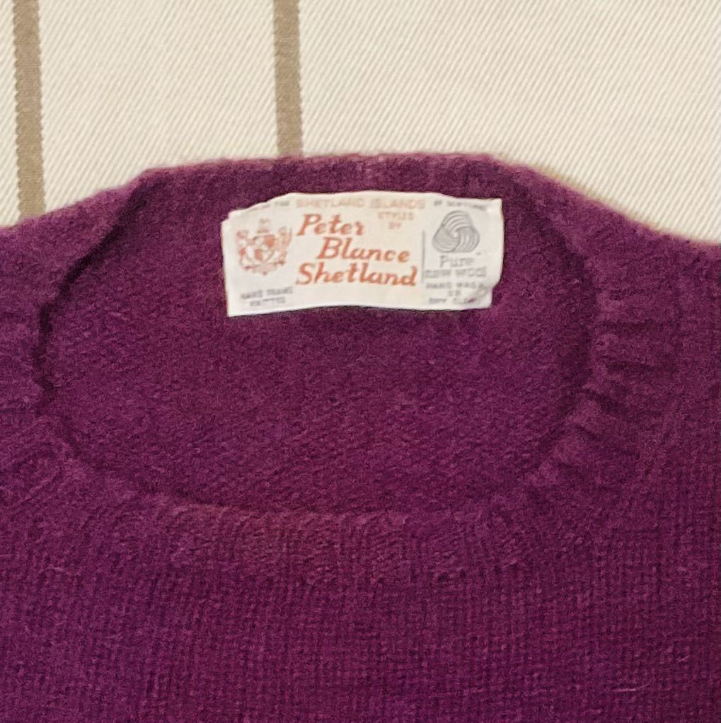¥1スタート Peter Blance Shetland ピーター ブランス BEAMS購入 紫 旧タグ 元祖シェトランドニット(Lサイズ ...