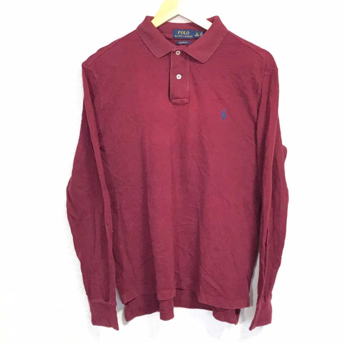 C8403dL Polo Ralph Lauren ポロ ラルフローレン サイズM 175/96A 長袖ポロシャツ ロンT ボルドー メンズ ...