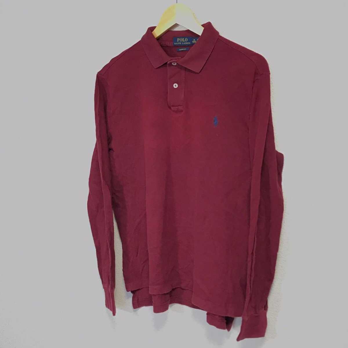 C8403dL Polo Ralph Lauren ポロ ラルフローレン サイズM 175/96A 長袖ポロシャツ ロンT ボルドー メンズ ...