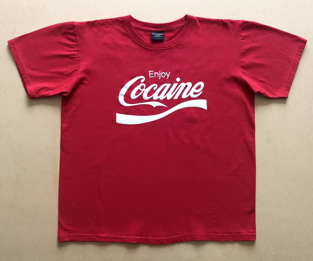 BROADWAY Enjoy Cocaine 丸首Tシャツ Lサイズ レッド(文字、ロゴ)｜売買されたオークション情報、yahooの商品情報を ...