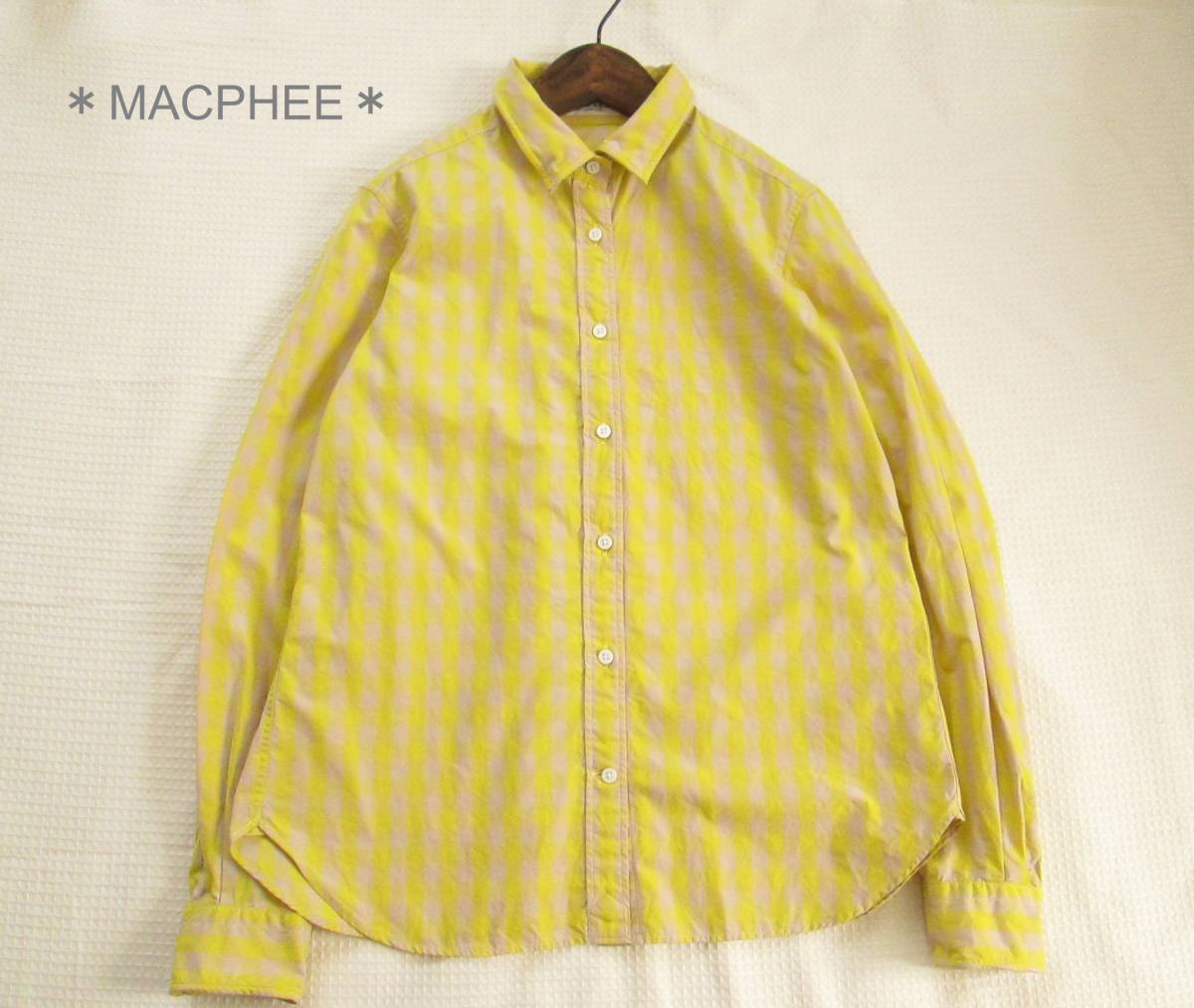 トゥモローランド MACPHEE マカフィー さらっとした肌触り 襟袖ワイヤー コットン シャツ ギンガムチェック 黄×ベージュ size 38(長袖シャツ)｜売買されたオークション情報 ...