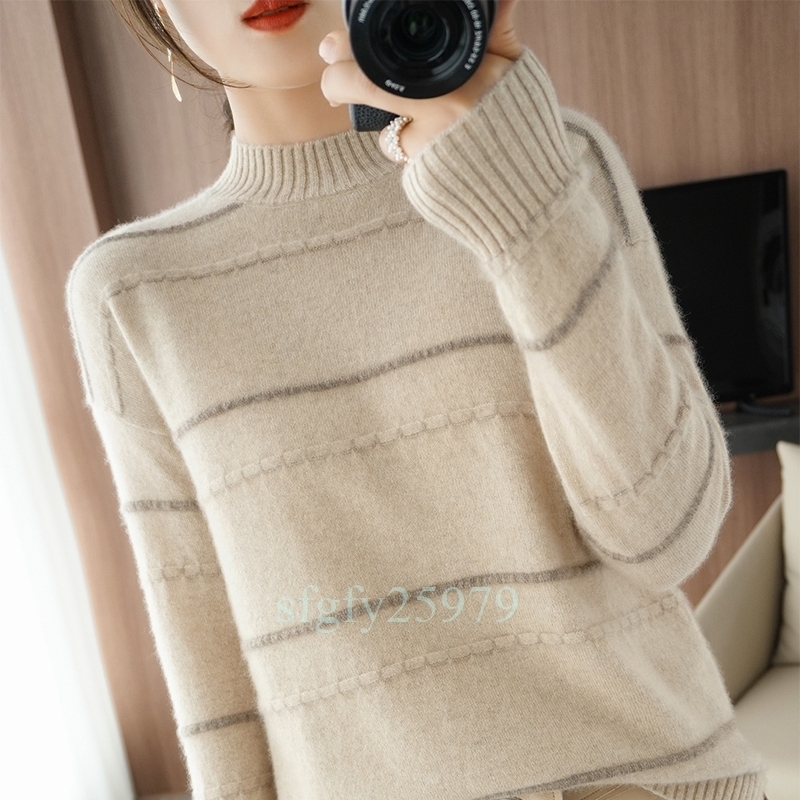 B656 秋冬新作 ニットセーター おしゃれ 暖かい 大人 ボーダー柄 カシミヤウール混 大きいサイズ XLサイズ ベージュ(XLサイズ以上)｜売買されたオークション情報、yahooの商品情報 ...