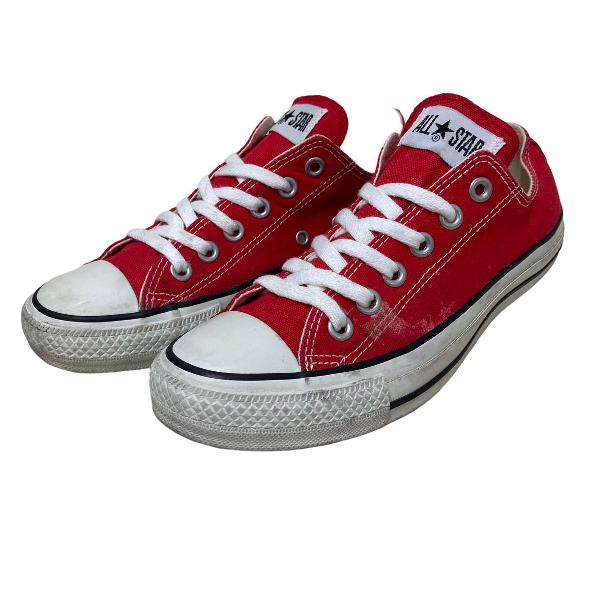 X'180 CONVERSE コンバース オールスター レディース ローカットスニーカー 24.5cm レッド ホワイト キャンバス(24 ...