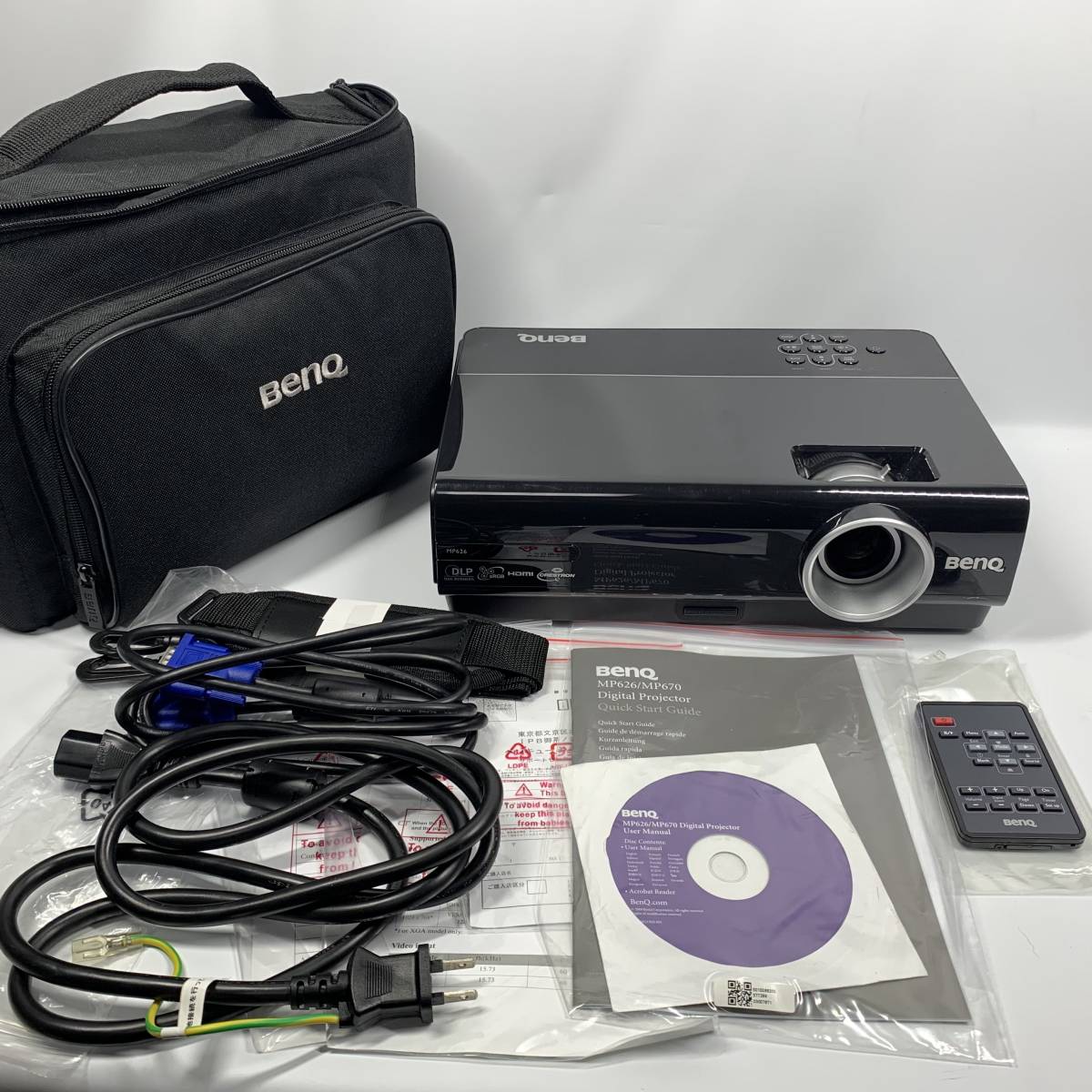 み BenQ DLP XGAプロジェクタ MP626 2700ルーメン リモコン キャリーケース 取説 その他付属品付き 1円スタート(本体 ...