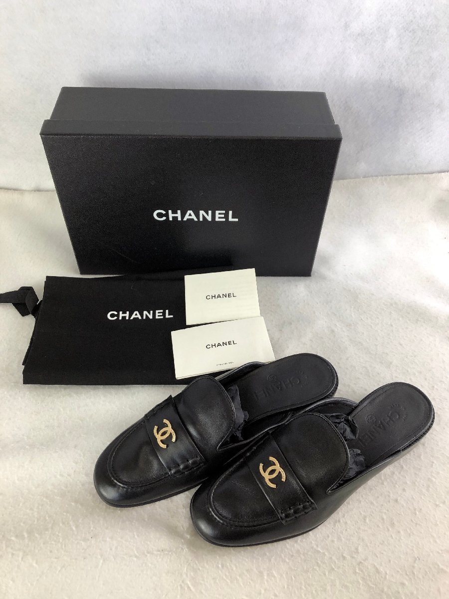 品 CHANEL ミュール ローファー サンダル G36114 ブラック COCOマーク サイズ39C シャネル ラムスキン(24.5cm)｜売買されたオークション情報、yahooの商品情報を ...