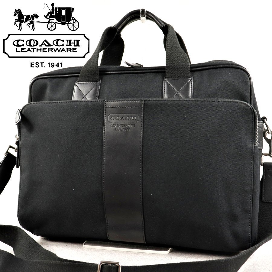 相場価格6万円 COACH コーチ E25-6408 牛革レザー x ナイロン 2WAY ブリーフケース 黒 ブラック ビジネスバッグ メンズ-(ブリーフケース)｜売買されたオークション情報 ...