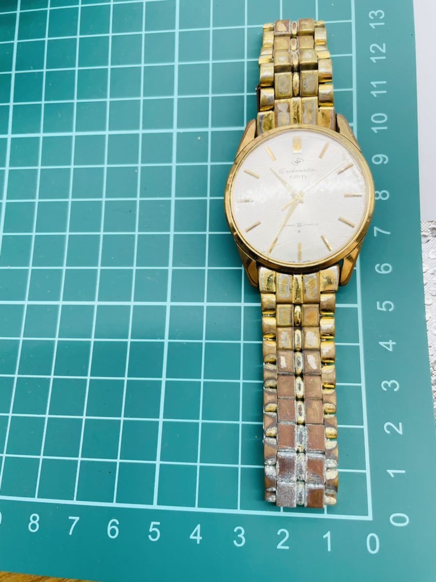 M Seikomatic slim セイコーマチック スリム メンズ腕時計 30石 ゴールド DIASHOCK 30 JEWELS JAPAN ...